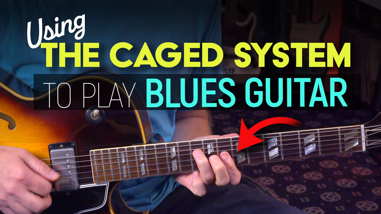 Use chord shapes from The CAGED System to play solo Blues guitar - Blues guitar lesson - EP578